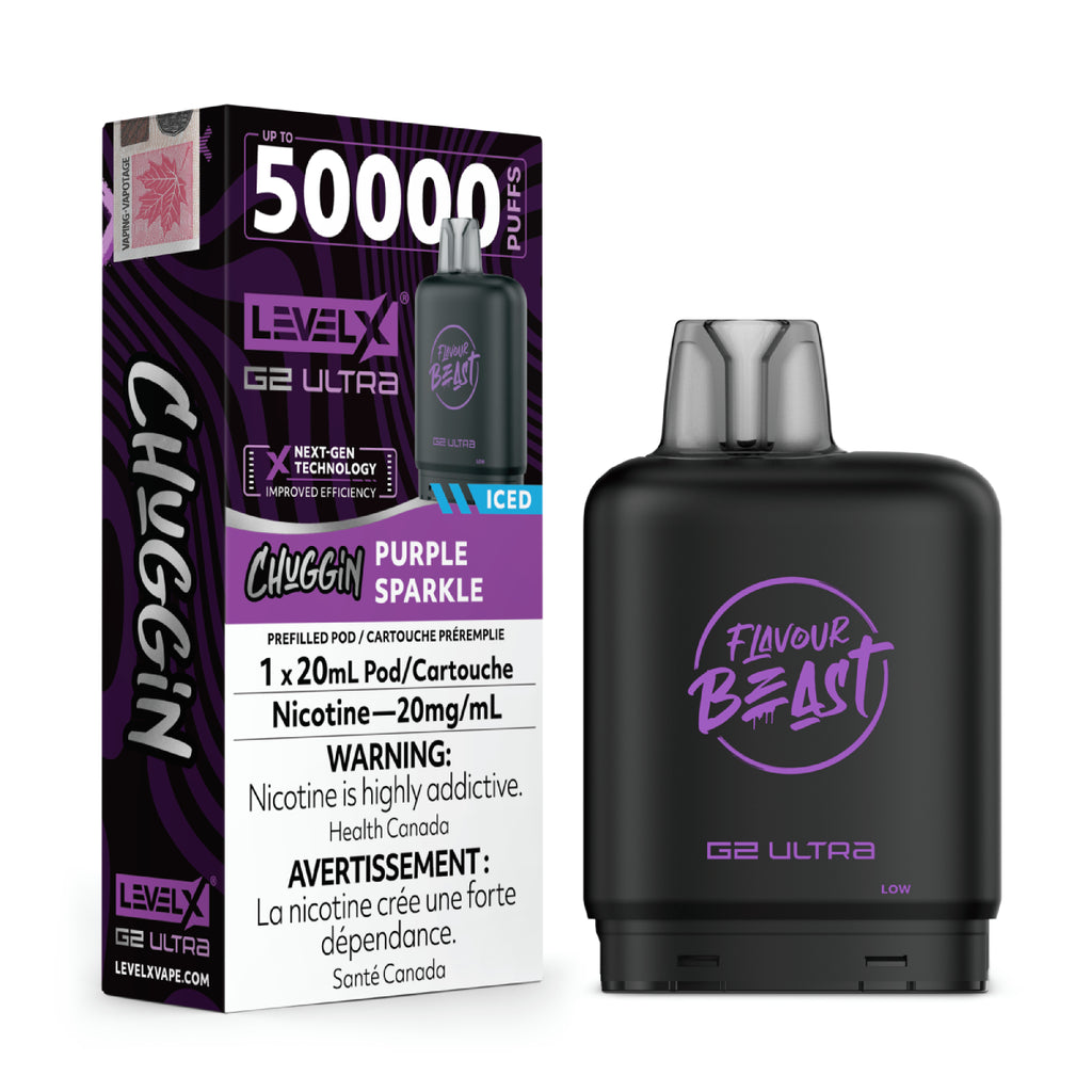 Level X G2 Ultra Flavour Beast Pods - Purple Sparkle ICED 50K Puffs Wii ...